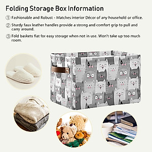 HUXINO Storage Basket Cube, Animal Cats Pattern Large Storage Bin Box Collapsible Clothes Toys Organizer Laundry Basket for Shelves Closet Kids Nursery Bedroom, 1 Pack