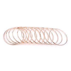 Nicole Miller New York Multi-bangle Set of 12 Plain Matte Glossy Bangle Bracelets (Rose Gold)
