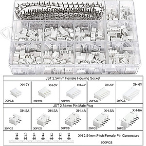 Qibaok Crimping Tool Kit Ratcheting Crimper with 1550PCS 2.54mm Dupont Connectors and 760pcs 2.54mm JST-XH Connectors for AWG 26-20(0.1-0.5mm²)
