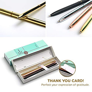 Oriday Chrome Ballpoint Slim Pens Set of 4 - Lightweight Metal Ball Point Pen in Black Ink Gift Box for Wedding, Student Gift, Bridal Shower (Gold, Black Ink)