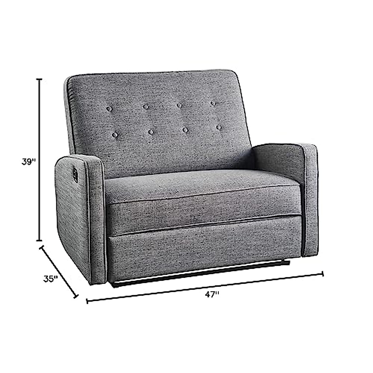 GDFStudio Christopher Knight Home Calliope Buttoned Fabric Reclining Loveseat, Grey / Black