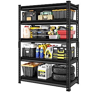 SDXYSTCE 40" W Garage Shelving Heavy Duty, 2200LBS Loads Garage Storage Shelves, 5-Tier Metal Shelving Units and Storage Racks, Industrial Utility Shelf Heavy Duty,40" Wx18 Dx72 H