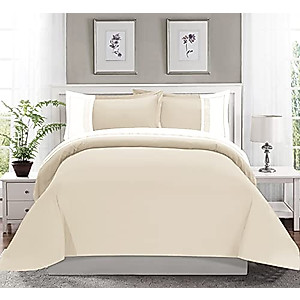 Elegant Comfort Luxurious Hotel Collection Super-Soft 1500 Thread Count Egyptian Quality 3-Piece Greek Pattern Duvet Cover Set, King/California King, Cream