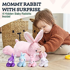 Snug A Babies Bunny Stuffed Animals with Babies Inside - Mommy and 4 Baby Rabbit Plushes for Imaginative Play - Soft Cuddly Companion for Kids - Stuffed Animals for Girls Ages 3 to 8 Years