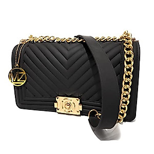 MariaKinz Jelly Crossbody/Shoulder Purse (Black Chevron)