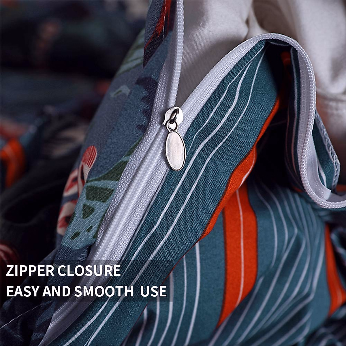 CoutureBridal Green Floral Duvet Cover Set King 3 Pieces Soft Microfiber Bedding Duvet Cover with Pink Flower Leaves Bird Pattern Reversible Striped Bedding Set Zipper Ties