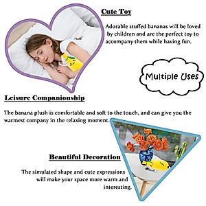 zhidiloveyou Banana Plush Pillow Stuffed Banana Plushie Cute Fruit Toy for Kids, 13.7 inch