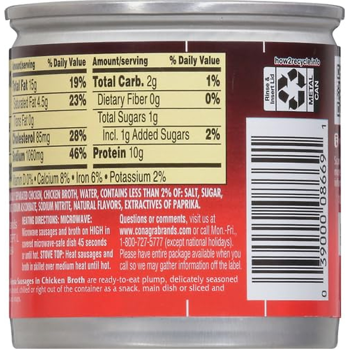 Libby's Chicken Vienna Sausage in Chicken Broth, Canned Sausage, 4.6 OZ