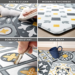 Ashler Kitchen Mats Anti-Fatigue Kitchen Rugs, Non-Slip Waterproof Kitchen Floor Mats, 2PCS Ergonomic Comfort Foam Standing Rug for Kitchen, Office, Floor, Laundry, Sink, 17x47 in & 17x29 in, Blue