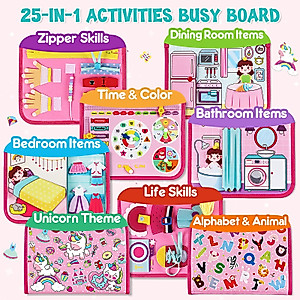 Palmatte Toddlers Busy Board Montessori Toys for 1 2 3 4 Year Old Boy Girl Gifts Sensory Board Sensory Toys for Toddler Activities Learning Fine Motor Skills Educational Toys for Toddler Travel Toys