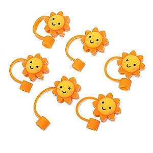 6pcs Straw Covers Cap, Silicone Straw Tips Covers, Reusable Silicone Straw Covers For Reusable Straws, Anti Wrinkle Drinking Straw Dispensers