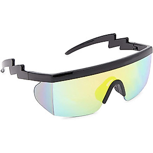 Zodaca Neon 80's Sunglasses for Rave Accessories, Rimless Mirrored Glasses (3 Pack)