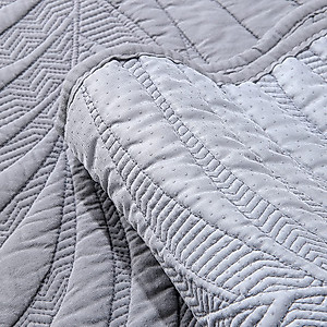 vctops Leaf Embroidery Cotton Couch Sofa Cover Non-Slip Sectional Couch Covers Sofa Slipcover for Dogs Cats Pet Love Seat Recliner Leather L Shaped, Armrest Backrest Cover(Grey,28"x82")