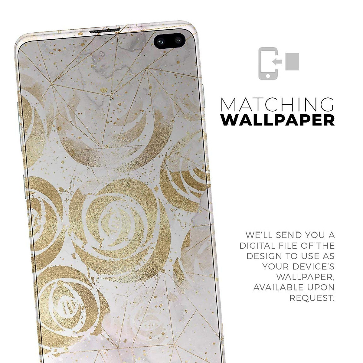 DesignSkinz Karamfila Watercolor & Gold V14 Protective Vinyl Decal Wrap Skin Cover Compatible with The Samsung Galaxy S20 (Screen Trim & Back Glass Skin)