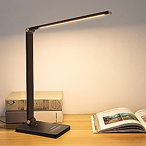 MEIKEE 6W LED Desk Lamp, Eye-Caring Dimmable USB Charging Table Lamp, 5 Lighting Models, 8 Brightness Levels, Touch Control, 30/60mins Auto Timer Desk Light for Working, Reading, Office(No Plug)