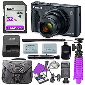 Canon PowerShot SX740 HS Digital Camera (Black) with 32GB SD Memory Card + Accessory Bundle