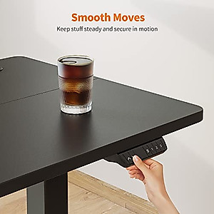 Cubiker 40 x 24 Inch Standing Desk, Stand up Height Adjustable Home Office Electric Table, Sit Stand Desk with Splice Board, Black Frame & Black Desktop