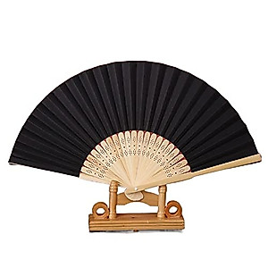 ONILA Folding Hand Fan Hand Held Fan Folding Paper Fan Summer Pattern Folding Dance Wedding Party Lace Silk Folding Hand Held Solid Color Fan Handheld Fans (Color : Blue)