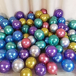 Metallic Assorted Balloons for Party 100 pcs 5 inch Thick Latex Chrome balloons for Birthday Wedding Engagement Anniversary Christmas Festival Picnic or any Friends & Family Party Decorations
