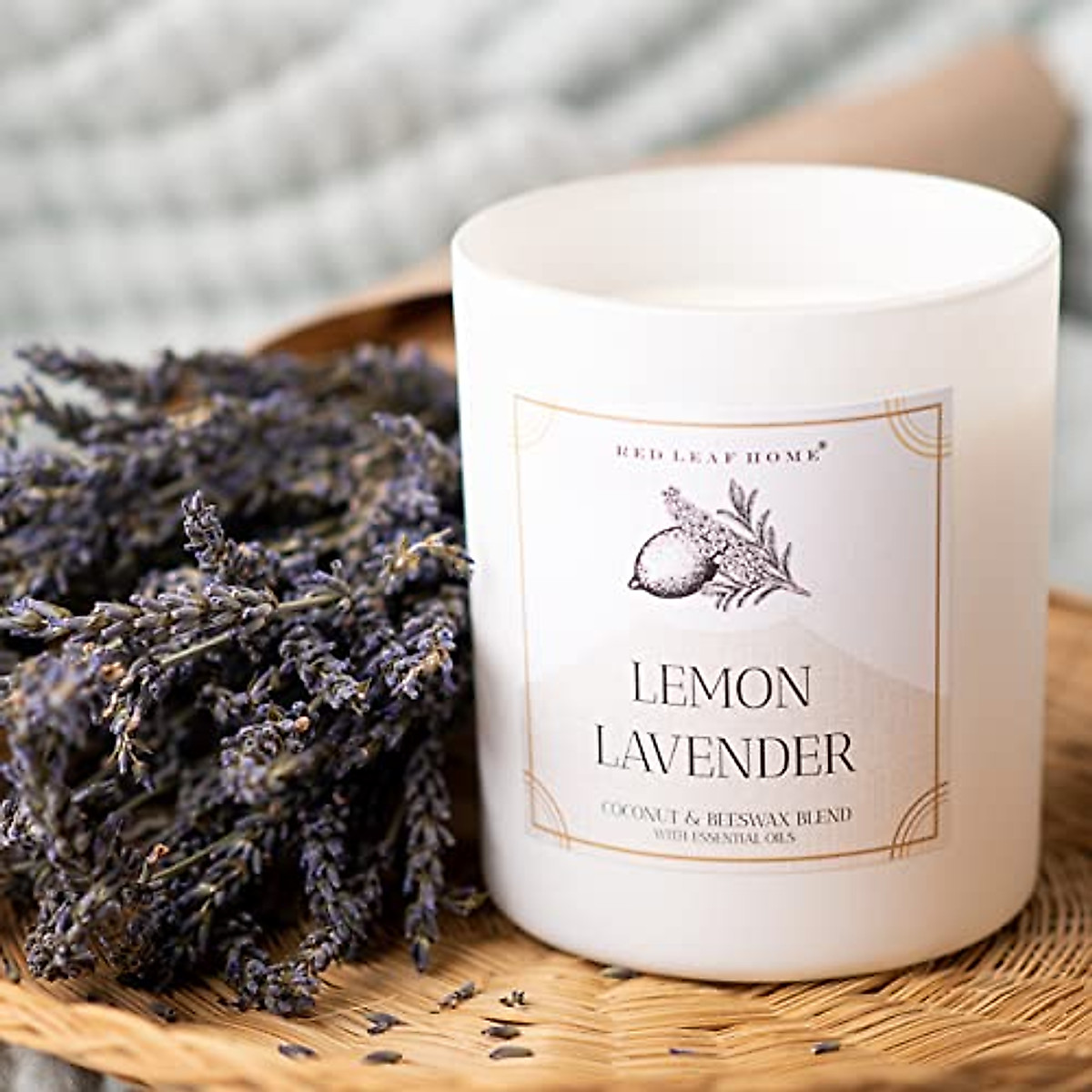 Red Leaf Home Lemon Lavender Candle - Naturals Collection, Large - 15.5 Ounce Jar