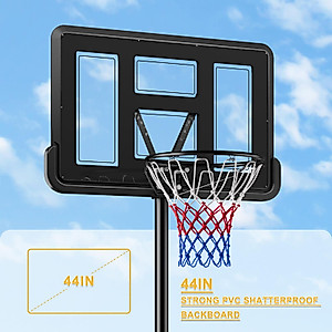 Dripex Basketball Hoop Outdoor 10FT Adjustable Height Goal, Portable Basketball System with 44” Shatterproof Backboard for Adults Teenagers Kids