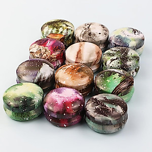 Rarapop 12 Pack Reusable Mini Round Tinplate Candle Tin Jars with Lids, 20ml Small Starry Sky Travel Tin Cans Refillable Empty Container Bottle for Lip Balm, Salve, Eye Shadow, Powder