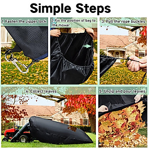 Patelai Lawn Tractor Leaf Bag Grass Catcher Bag for Riding Lawn Mower, 78.7 x 52 Inch Reusable Large Capacity Leaf Bag with Zipper and Vent for Leaf Collection, Heavy Duty Material Collection Systems