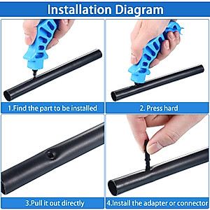 Mudder 3 Pieces 2-in-1 Drip Irrigation Hole Punch Tool Drip Tube Hole Punch Fitting Insertion Tools for 1/4 Inch Fitting Emitter Insertion Drip Sprinkler Systems