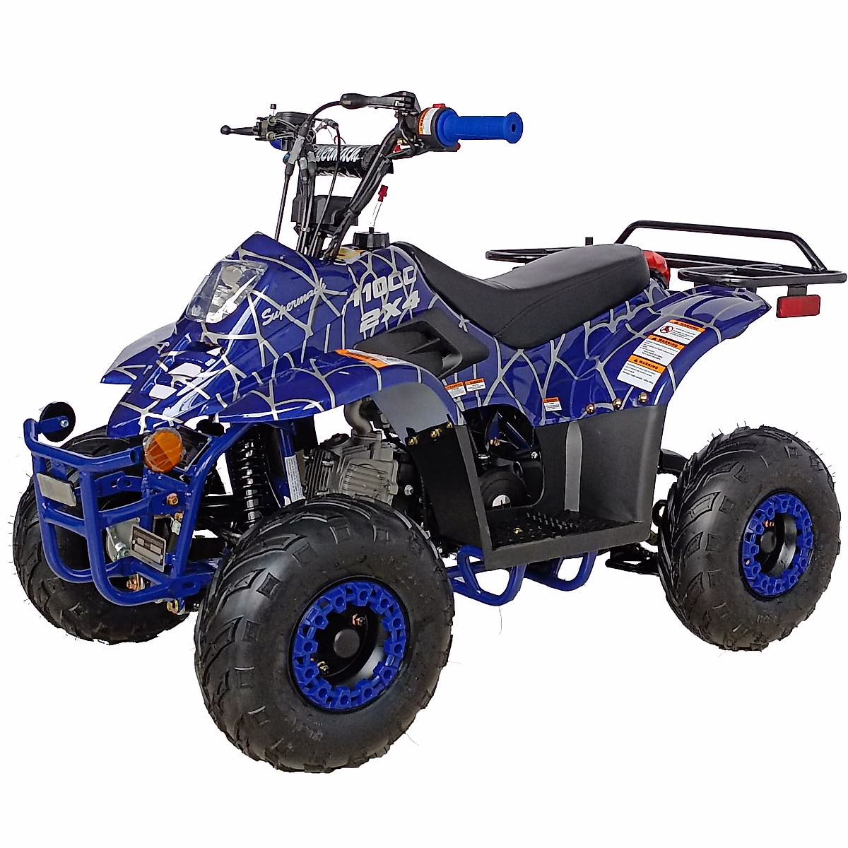 HHH ATV Boulder 110B1 Gas 110cc ATV for Kids Quads Youth ATV Quad ATVs Fully Automatic Children 4 Wheeler (Blue Spider Color)