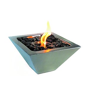 Anywhere Fireplace Empire Tabletop Fireplace, Portable Ventless Gel Fuel Fireplace with Polished Stones, Elegant Tabletop Smokeless Fireplace for Indoor or Outdoor Use (Stainless Steel)