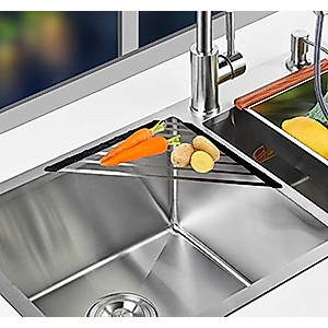 Ahyuan Corner Sink Dish Drainer Over The Sink Dish Drying Rack Corner Dish Rack SUS304 Cubic Stainless Still Kitchen Sponge Holder Corner Sink Sponge Caddy Dish Rack (Black)