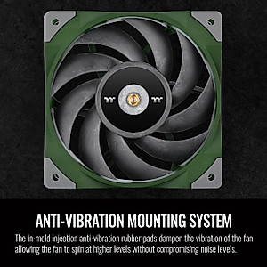 Thermaltake ToughFan 12 Racing Green High Static Pressure 2000 PWM, Metal-Reinforced Motor Hub, Gen.2 Hydraulic Bearing 120mm Case/Radiator Fan CL-F117-PL12RG-A