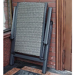 Homey Folding Patio Chairs, No Assemble Chair with Aluminum Frame Adjustable Backrest for Outdoor Camping, Porch, Balcony Portable Chairs, Set of 2 (Gray)