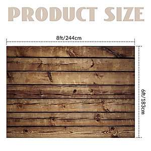 Peryiter Wood Backdrop Wood Wall Background Wooden Rustic Backdrop Durable Polyester Fabric Photography Backdrop Supplies for Party, Wedding Baby Photoshoot (Brown,8 x 6ft)