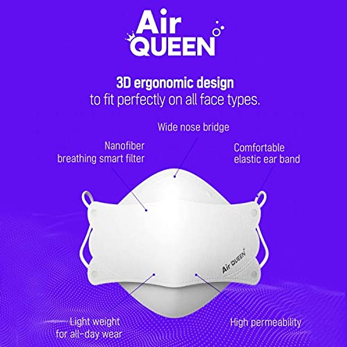 [30 Pack] Air-Queen Nano-Mask | White | Nanofiber Filter | Ultra Thin | 3-Layer Face Mask for Adults | Individually Packed (30 Pack, White)