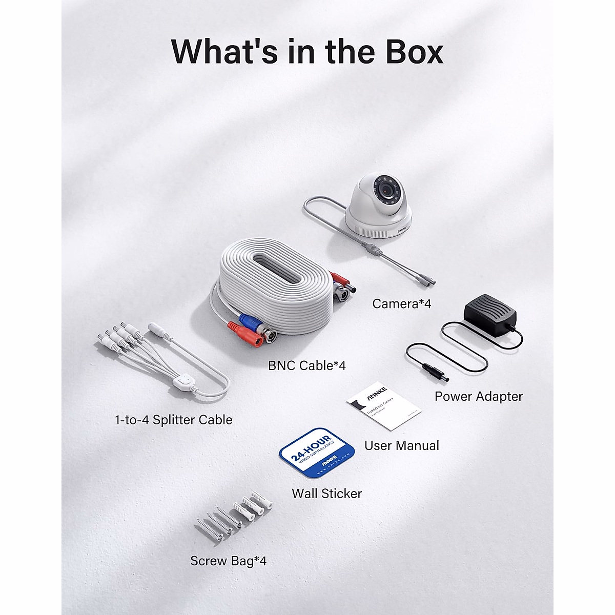 ANNKE Y200 CCTV Camera White 1080P HD TVI Add-on Surveillance Security Dome Camera, IP66 Outdoor Weatherproof Camera with IR Night Vision