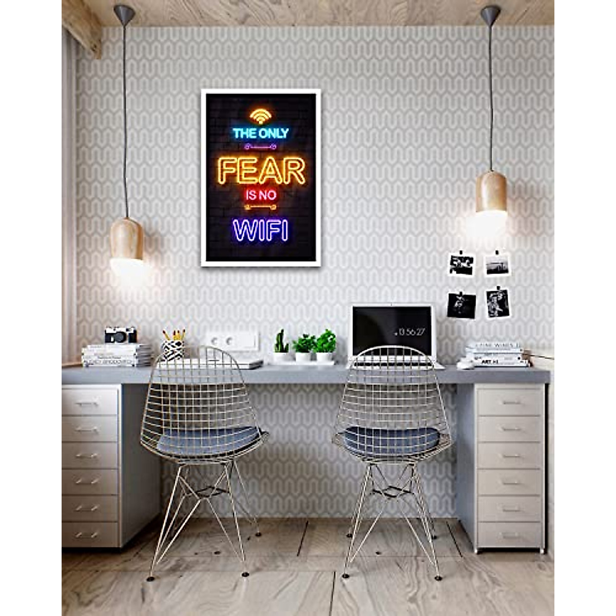 Gaming Posters for Teen Boys Room Decor - Boys Wall Art Gamer Decorations for Bedroom - Video Game Black Light Posters - Gaming Accessories for Room - Gamer Gifts - 12x18in Unframed - The Only Fear Is No Wifi