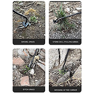 TNOODA Weeding Artifact Uprooting Weeding Tool, 2023 New Premium Manganese Steel Forged Weed Puller 4 Teeth Dual Purpose Weeder, Manual Hand Weeder Tool for Garden with Long Handle for Garden (A+B+C)