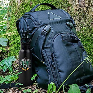 Harry Potter OFFICIAL Slytherin Crest 24 oz Insulated Canteen Water Bottle, Leak Resistant, Vacuum Insulated Stainless Steel with Loop Cap, Black
