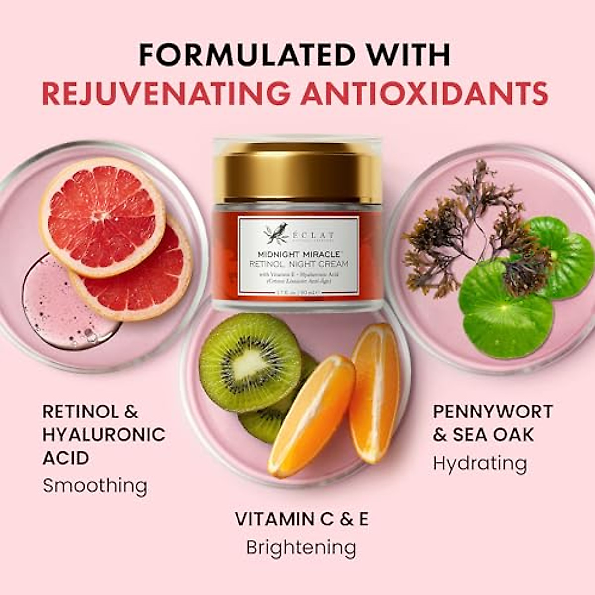 Retinol Night Cream - 2.5% Retinol with 2.5% Hyaluronic Acid - Retinol Face Moisturizer to Boosts Elasticity and Hydration, Firming Anti Wrinkle Cream, Anti Aging Face Cream, Skin Care Facial Cream