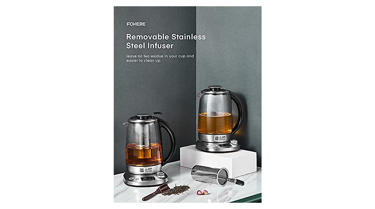 FOHERE Electric Tea Kettle - 9 Presets & Precise Control