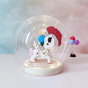 Uvini Micro Blocks Adult Building Toy Set, Valentine's Day Gift, Christmas Fun DIY Unicorn for Adults or Kids, Best Gift Girls 870pcs ( with Dust-proof lampshade ), White, (00867)