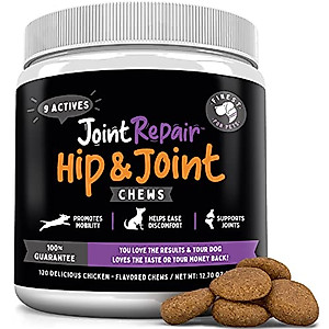 Joint Repair Advanced Hip & Joint Health Supplement for Dogs. Naturally Relieves Arthritis, Pain & Inflammation. Extra Strength Soft Chew Treats with Glucosamine, Chondroitin & MSM Improve Mobility