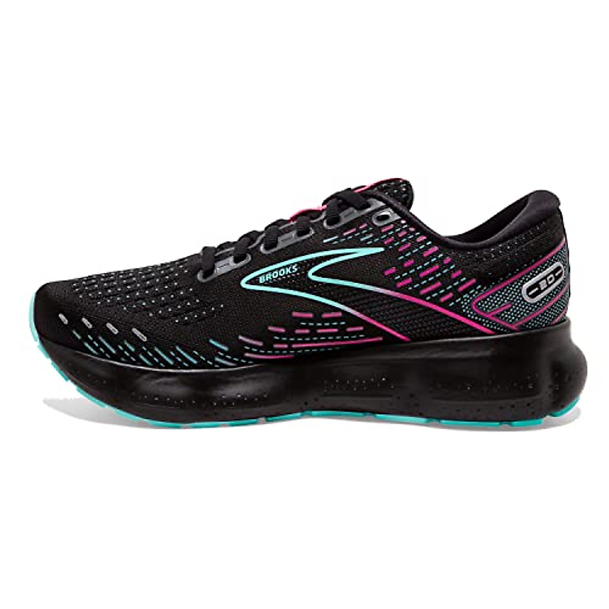Brooks Women's Glycerin 20 Neutral Running Shoe - Black/Blue Light/Pink - 8.5 Medium