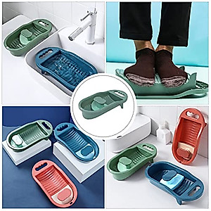 Housoutil Washboard Basin Laundry Washboard Hand Wash Board Sock Underwear Washboard Washing Scrub Board for Hand Washing Clothes and Small Delicate Articles Green
