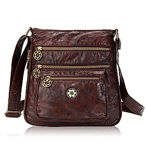 Angel Barcelo Crossover Purse and Handbags Crossbody Bags for Women,Ultra Soft Leather Neatpack Bag Shoulder Purses for Women Coffee