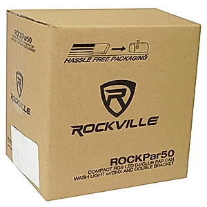 (6) Rockville RockPAR50 LED RGB Compact Par Can DJ/Club/Stage DMX Wash Light - White Bundle with (1) RDX3M25 25 Foot 3 Pin DMX Lighting Cable, (5) RDX3M10 10 Foot 3 Pin DMX Lighting Cable (12 Items)