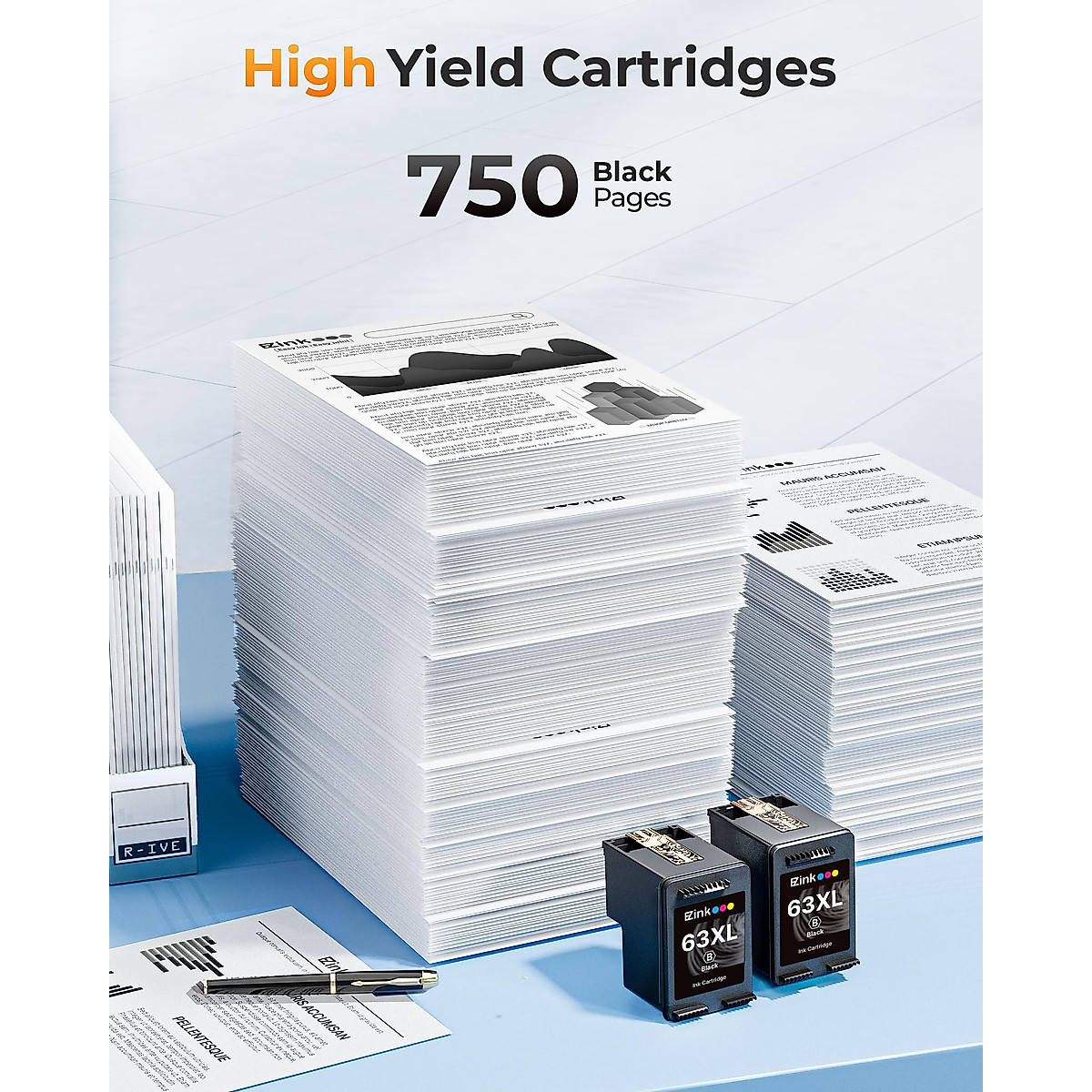 E-Z Ink (Tm) Remanufactured Ink Cartridge Replacement for HP 63XL 63 XL to Use with Officejet 3830 5255 4650 3833 Envy 4520 Deskjet 1112 3637 3630 3634 Printer (2 Black, 2 Pack)