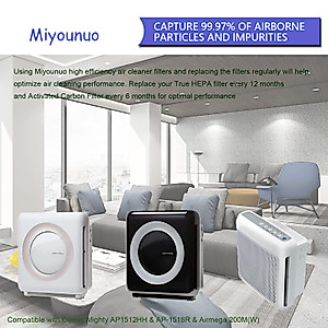 CYOIDAI Filter Compatible with Coway AP-1512HH Mighty AP-1518R Airmega 200M AP1519P AP-1512HH-FP Air Purifier Replacement Set 1 x HEPA Filter + 2 x Carbon Pre-Filters Replaces Parts Filter 3304899