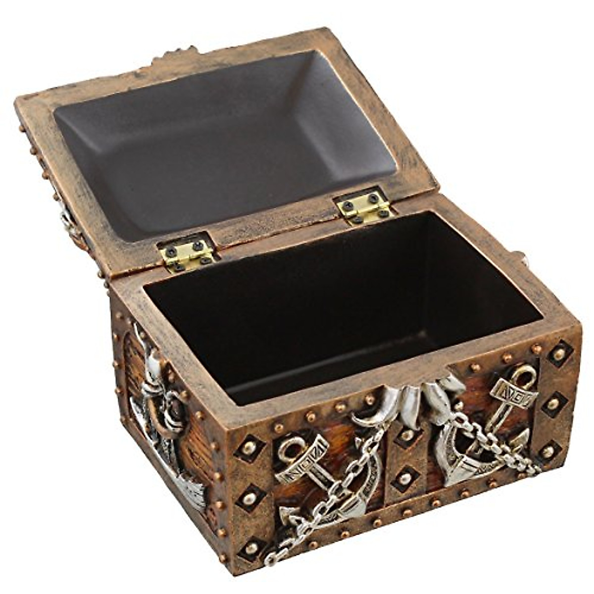 Old River Outdoors Pirate Chest Octopus/Skull & Crossbones Trinket Storage Mini Jewelry Box with Anchor, Chain, Sword and Ship Accents